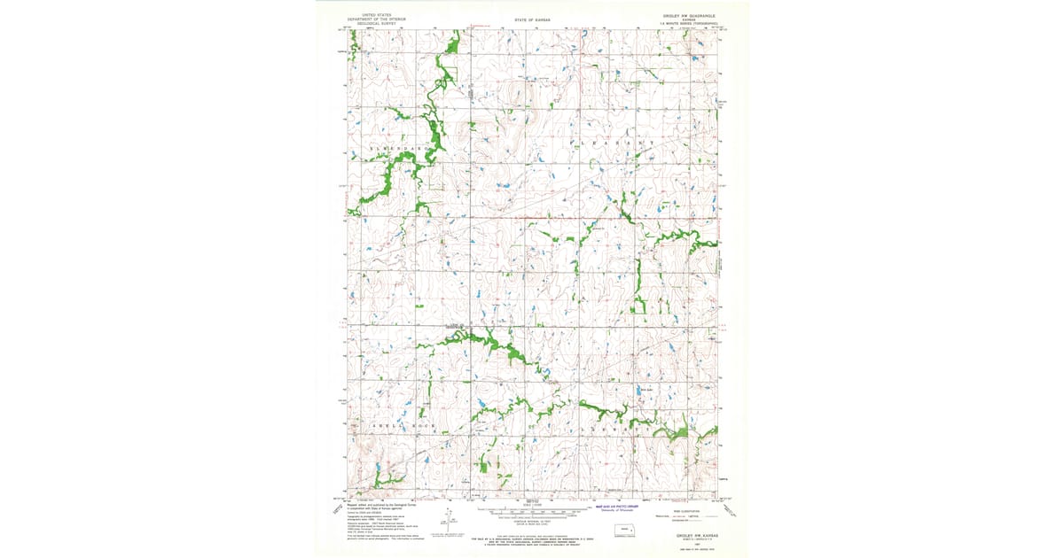 1967 Map of Gridley NW, Coffey County, KS — High-Res | Pastmaps