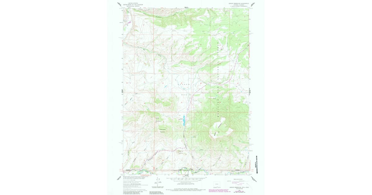 1961 Map of Grieve Reservoir, Carbon County, WY — High-Res, 1984 Print ...