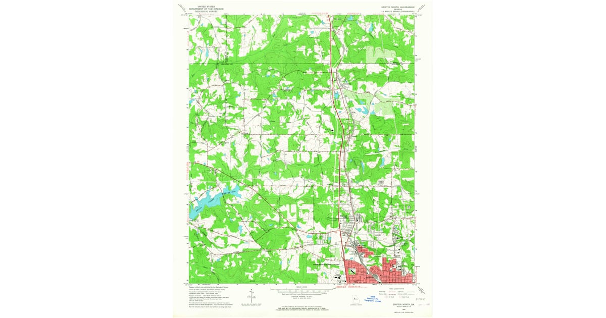 1965 Map of Griffin North, Spalding County, GA — High-Res | Pastmaps