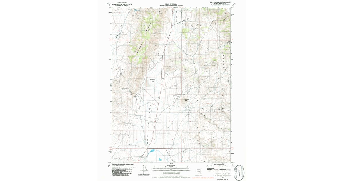 1980 Map of Griffith Canyon, Washoe County, NV — High-Res, 1988 Print ...