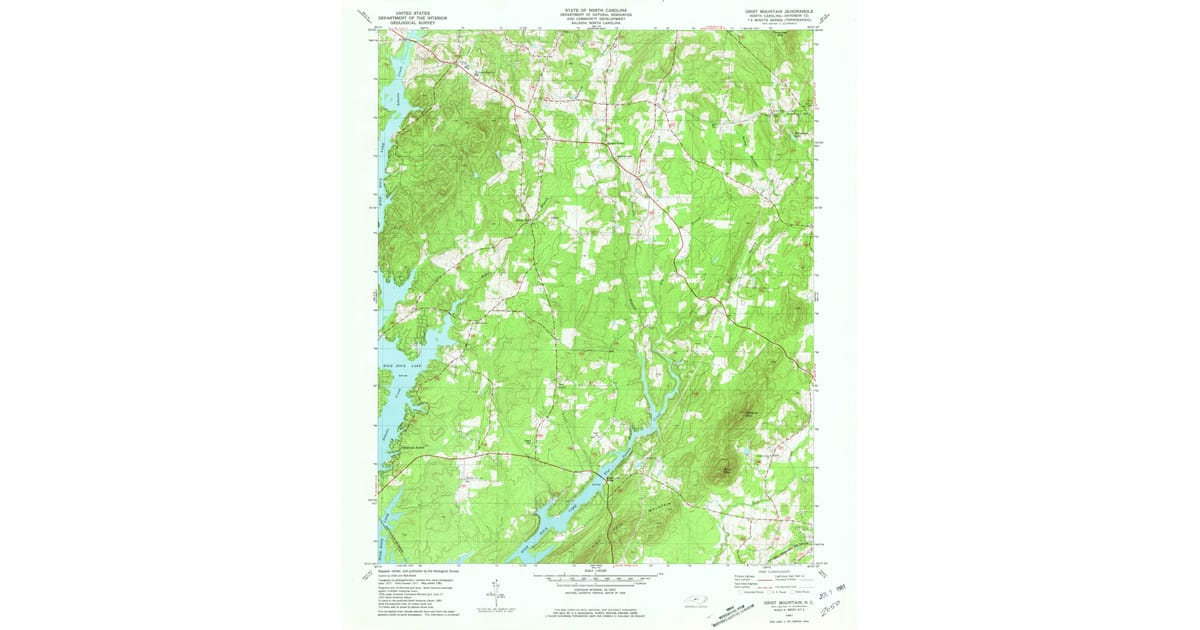 1981 Map of Grist Mountain, Davidson County, NC — High-Res | Pastmaps
