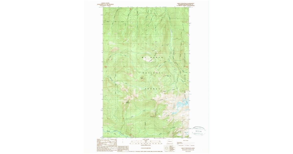 1989 Map of Groat Mountain, Whatcom County, WA — High-Res | Pastmaps