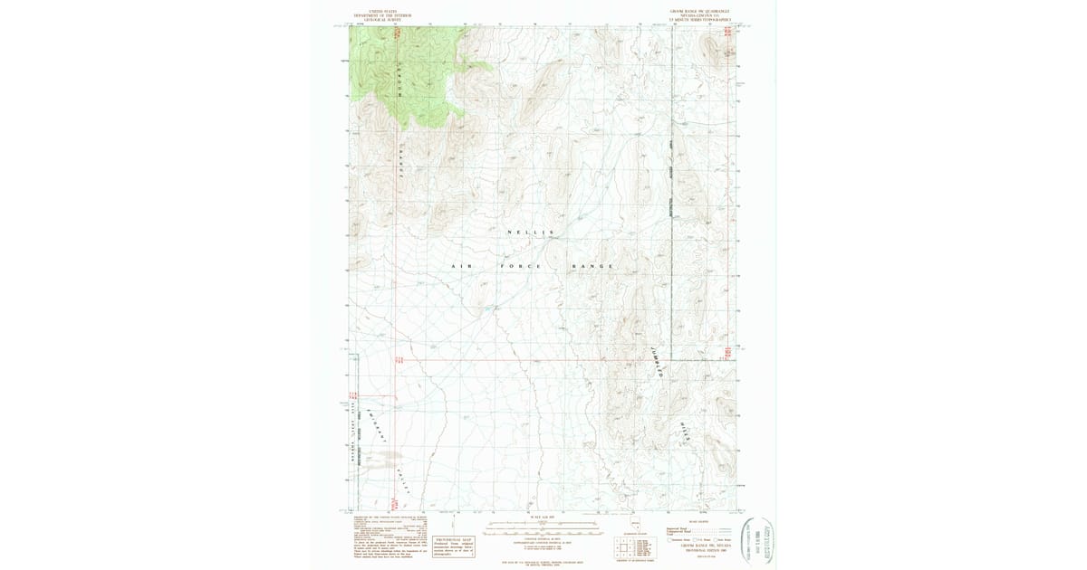 1989 Map of Groom Range SW, Lincoln County, NV — High-Res | Pastmaps