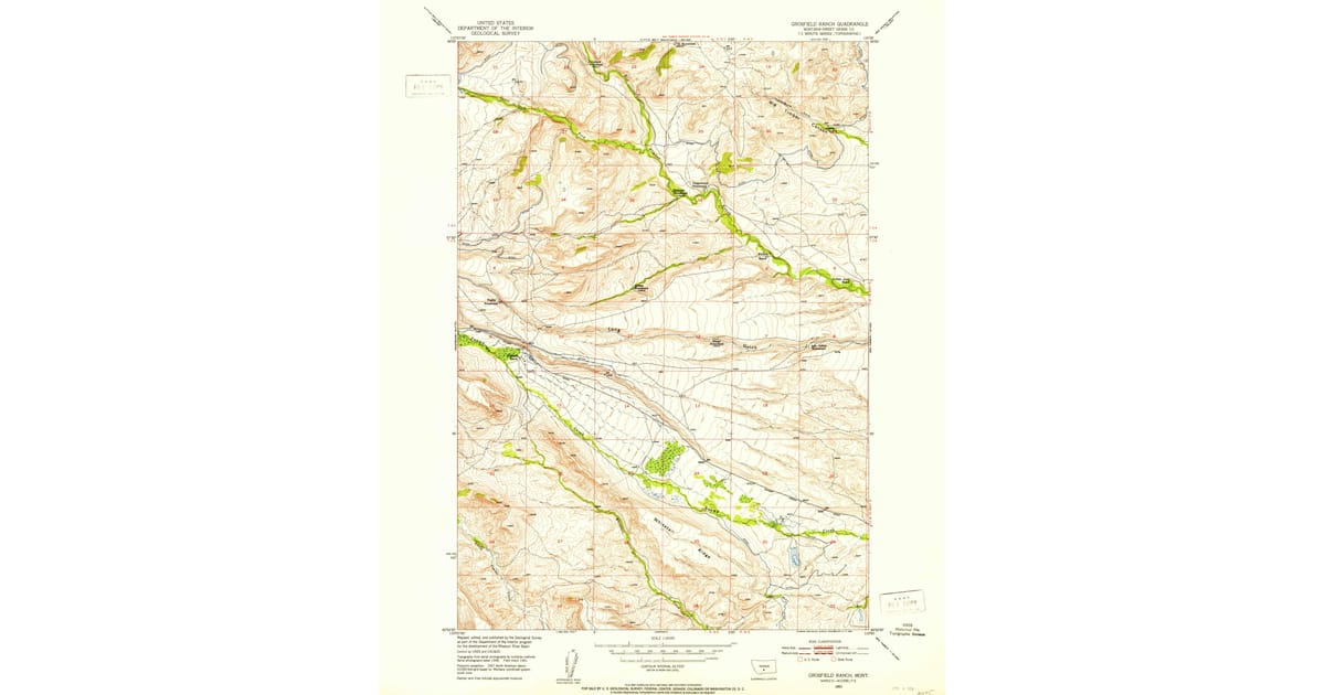 1951 Map of Grosfield Ranch, Sweet Grass County, MT — High-Res | Pastmaps