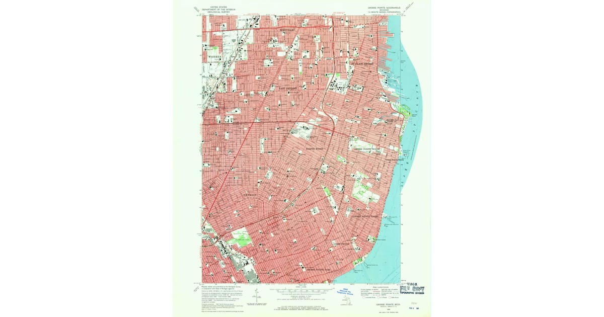1968 Map of Grosse Pointe, MI — High-Res | Pastmaps