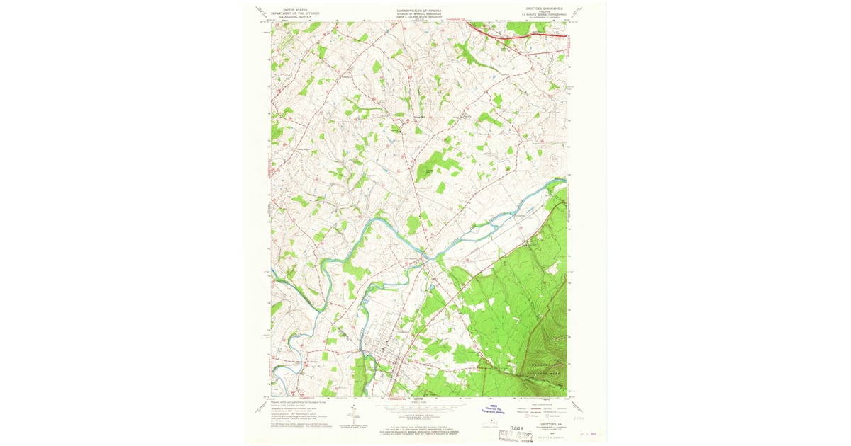 1964 Map of Grottoes, VA — High-Res | Pastmaps