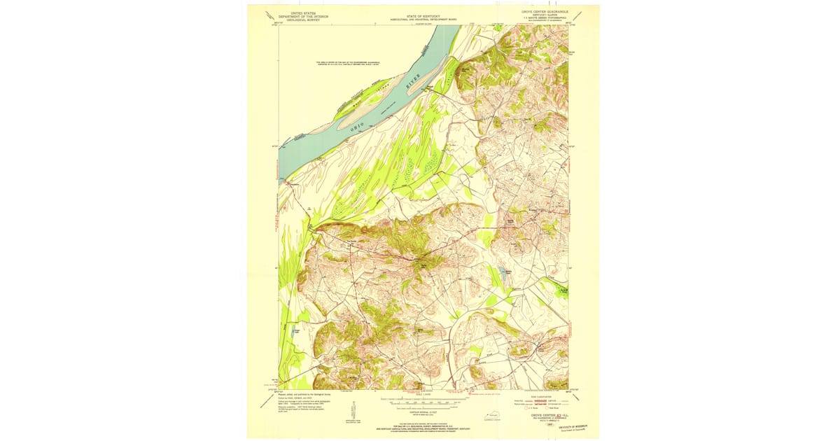1953 Map of Grove Center, Union County, KY — High-Res | Pastmaps