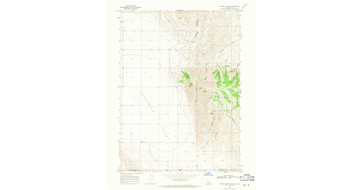 1968 Map of Grover Canyon, Oneida County, ID — High-Res | Pastmaps