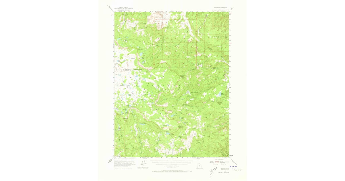 1952 Map of Grover, Garfield County, UT — High-Res, 1973 Print | Pastmaps