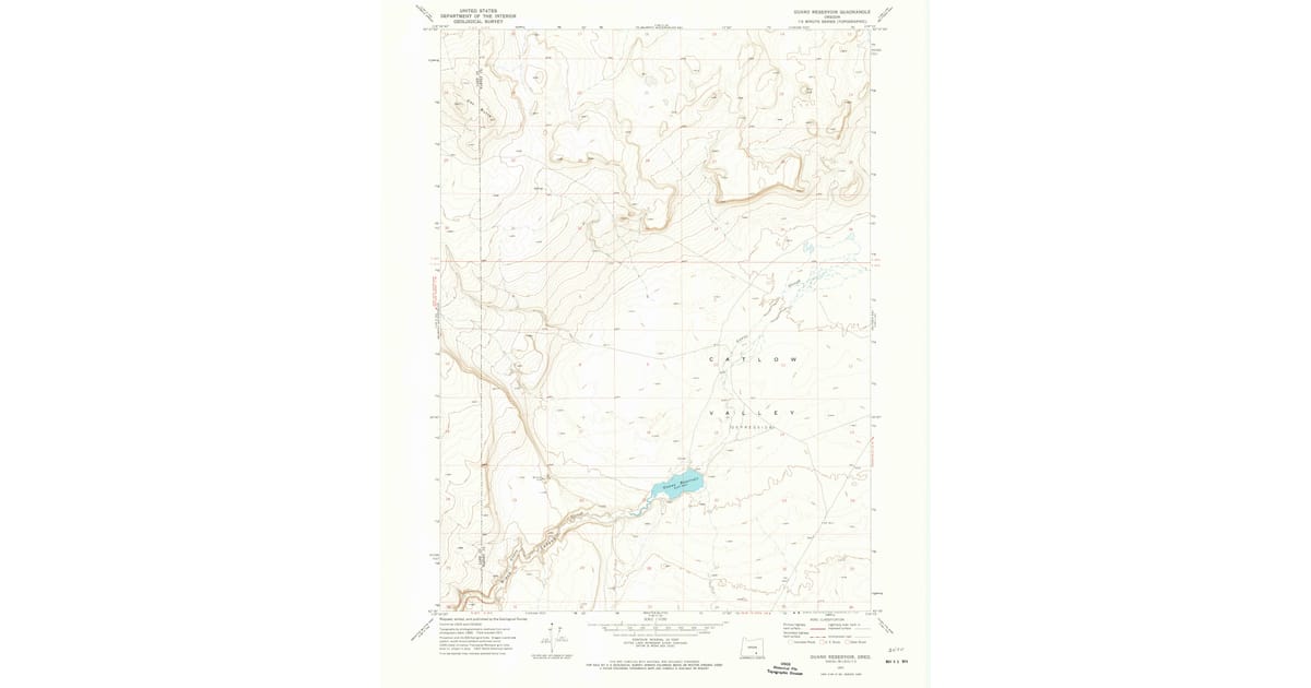 1971 Map of Guano Reservoir, Harney County, OR — High-Res | Pastmaps