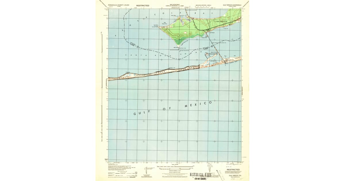 1944 Map of Gulf Breeze, FL — High-Res | Pastmaps