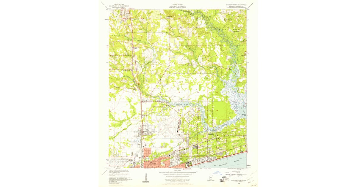 1954 Map of Gulfport North, Harrison County, MS — High-Res | Pastmaps