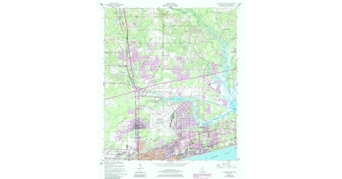 1954 Map of Gulfport North, Harrison County, MS — High-Res, 1985 Print ...