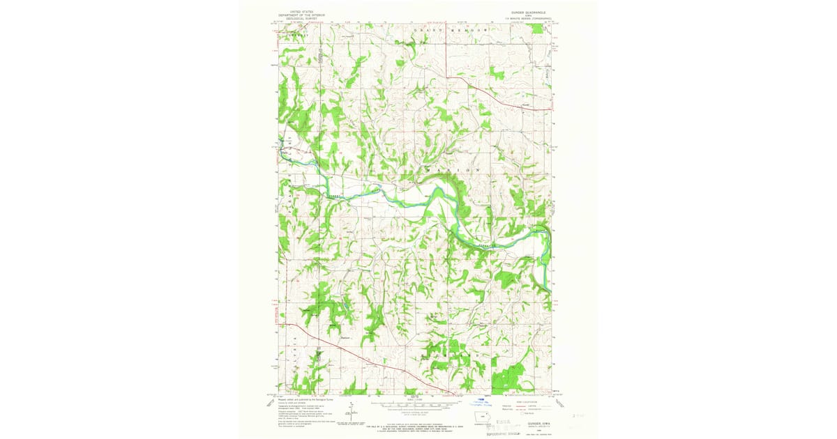 1965 Map of Gunder, Clayton County, IA — High-Res | Pastmaps
