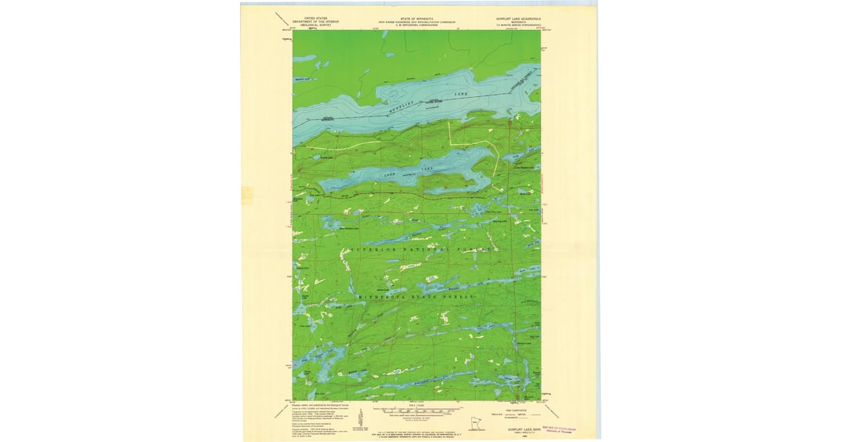 1960 Map of Gunflint Lake, Cook County, MN — High-Res | Pastmaps