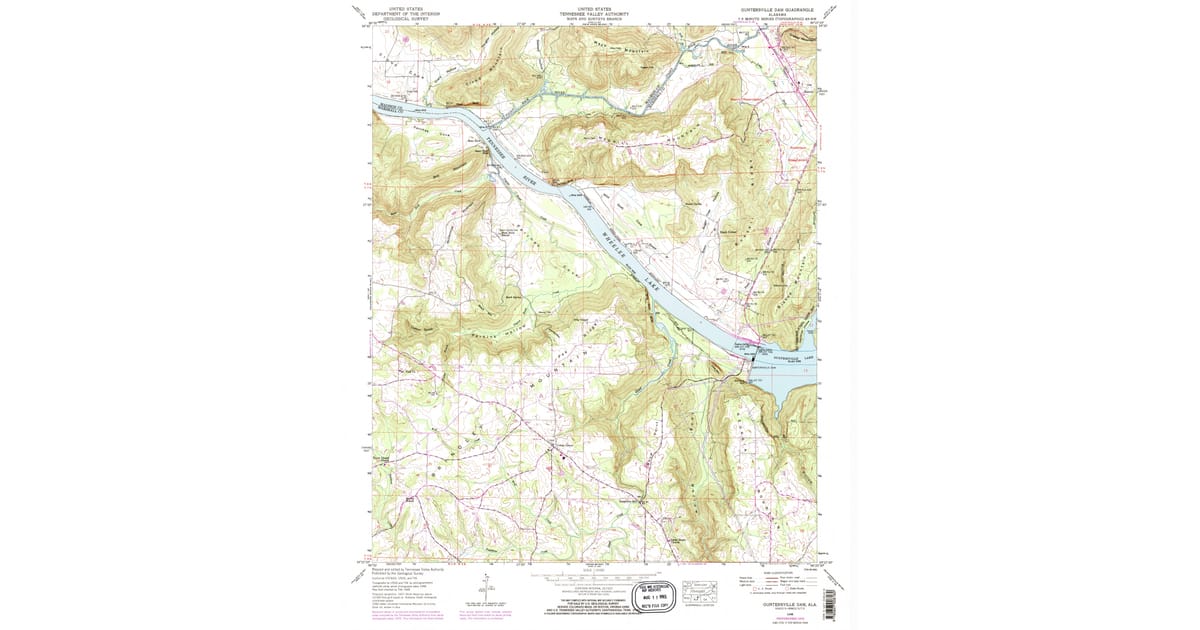 1948 Map of Guntersville Dam, Marshall County, AL — High-Res | Pastmaps
