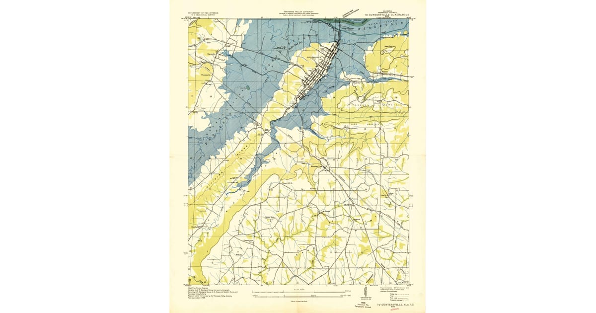 1936 Map of Guntersville, AL — High-Res | Pastmaps