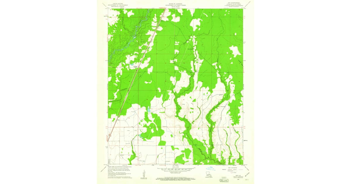 1960 Map of Guy, Allen Parish, LA — High-Res, 1973 Print | Pastmaps