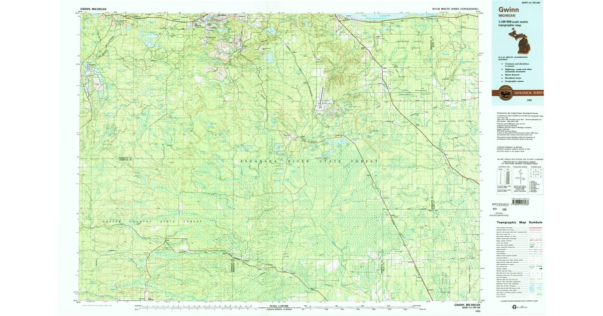 1983 Map of Gwinn, MI — High-Res | Pastmaps