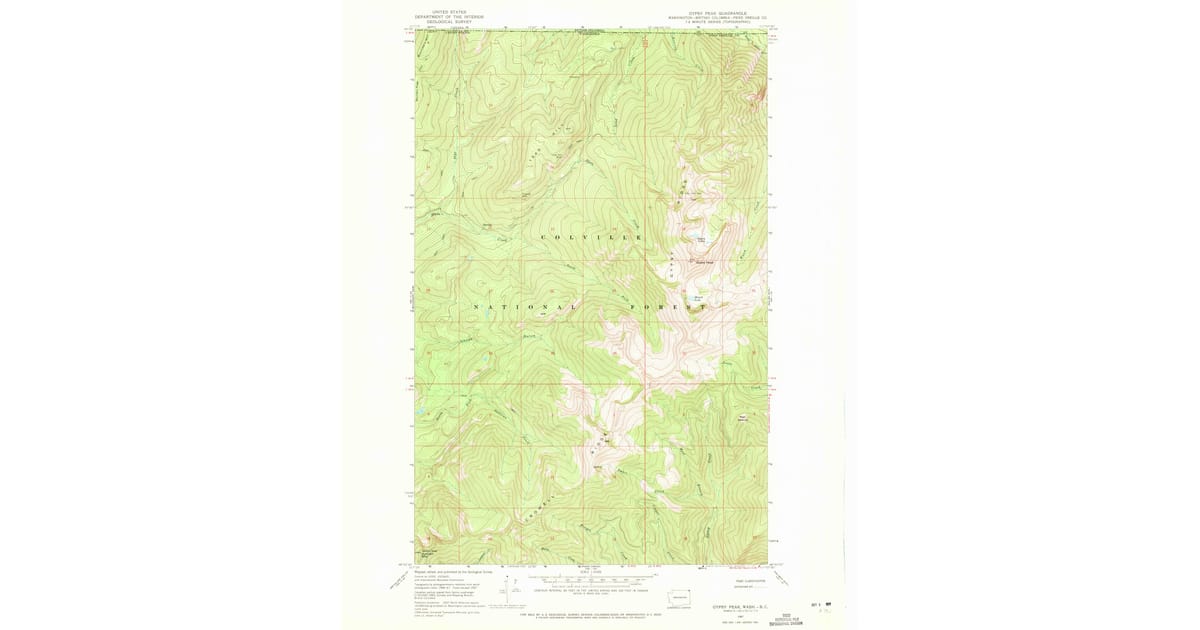 1967 Map of Gypsy Peak, Pend Oreille County, WA — High-Res | Pastmaps