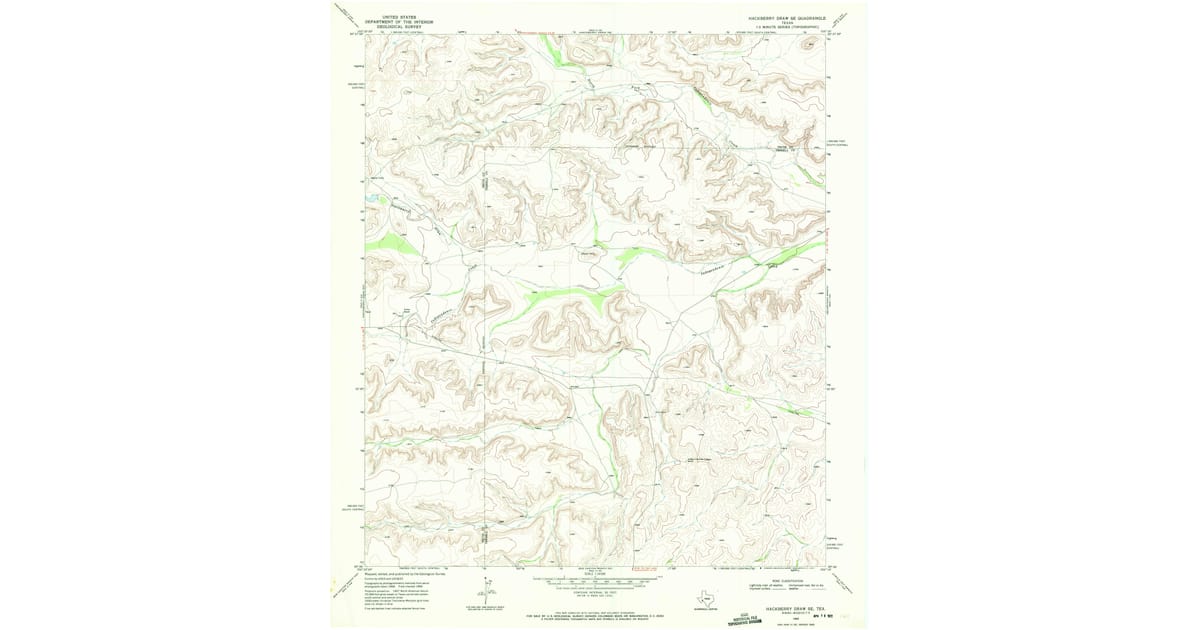 1969 Map of Hackberry Draw SE, Terrell County, TX — High-Res | Pastmaps