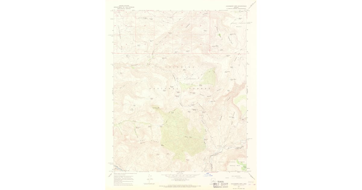 1967 Map of Hackberry Mtn. , Yavapai County, AZ — High-Res | Pastmaps