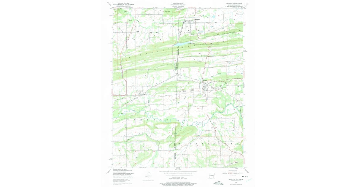 1948 Map of Hackett, AR — High-Res, 1975 Print | Pastmaps