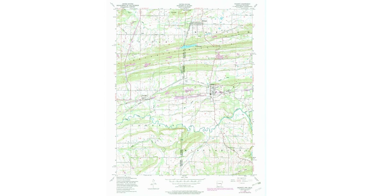 1948 Map of Hackett, AR — High-Res, 1978 Print | Pastmaps