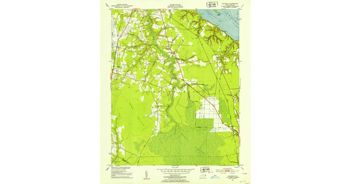1951 Map of Hackney, Beaufort County, NC — High-Res | Pastmaps