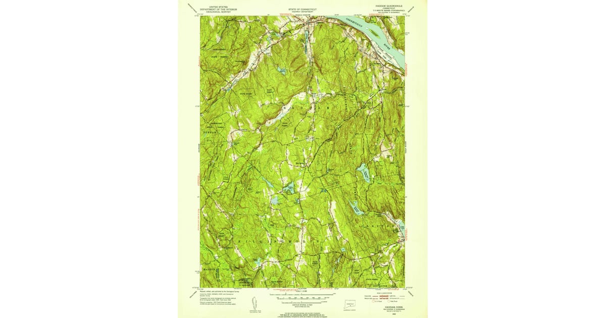 1952 Map of Haddam, Middlesex County, CT — High-Res | Pastmaps