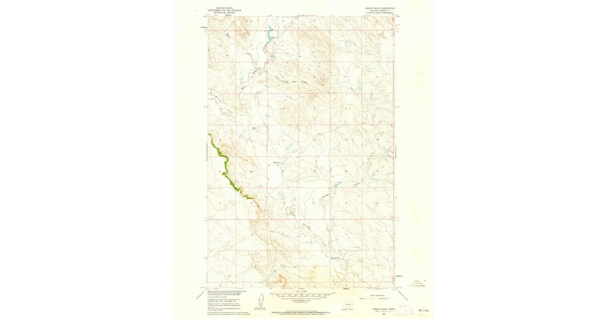 1960 Map of Hagen Ranch, Rosebud County, MT — High-Res | Pastmaps