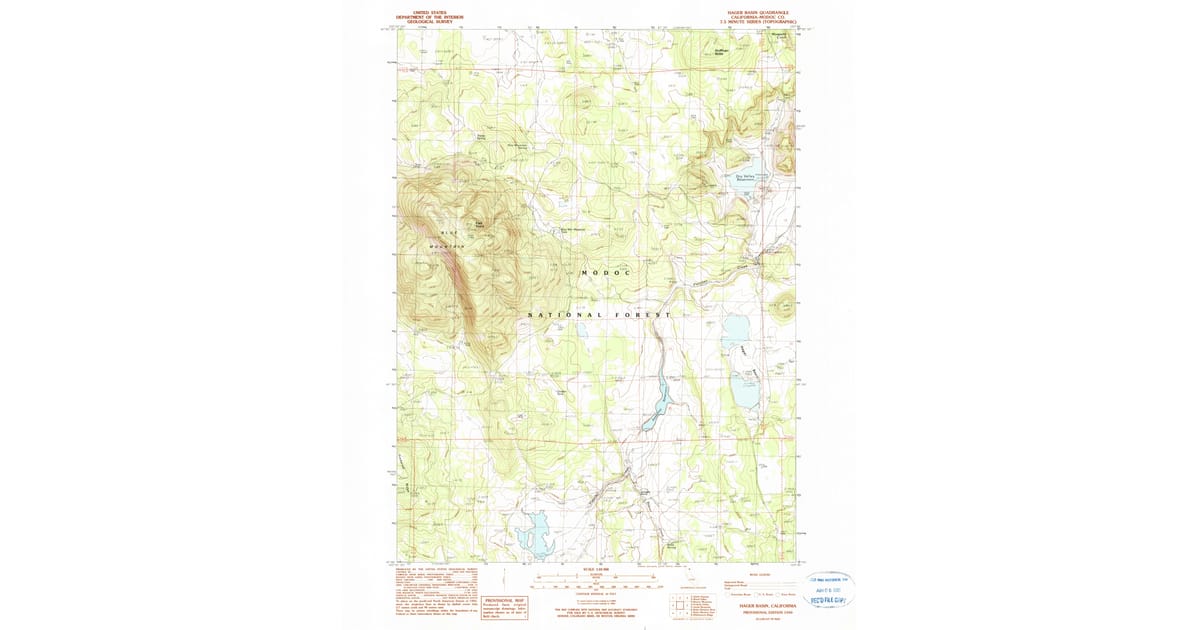 1990 Map of Hager Basin, Modoc County, CA — High-Res | Pastmaps