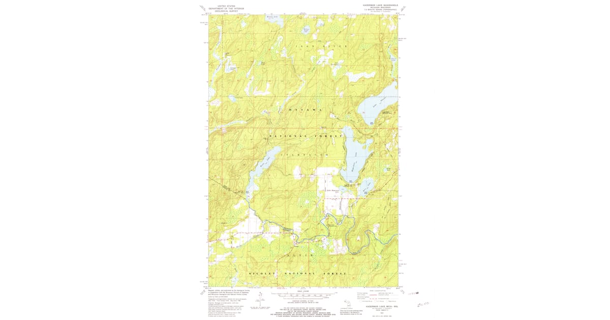 1981 Map of Hagerman Lake, Iron County, MI — High-Res | Pastmaps