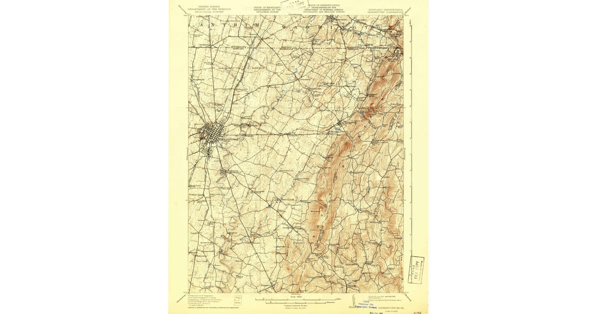 1912 Map of Hagerstown, MD — High-Res, 1943 Print | Pastmaps