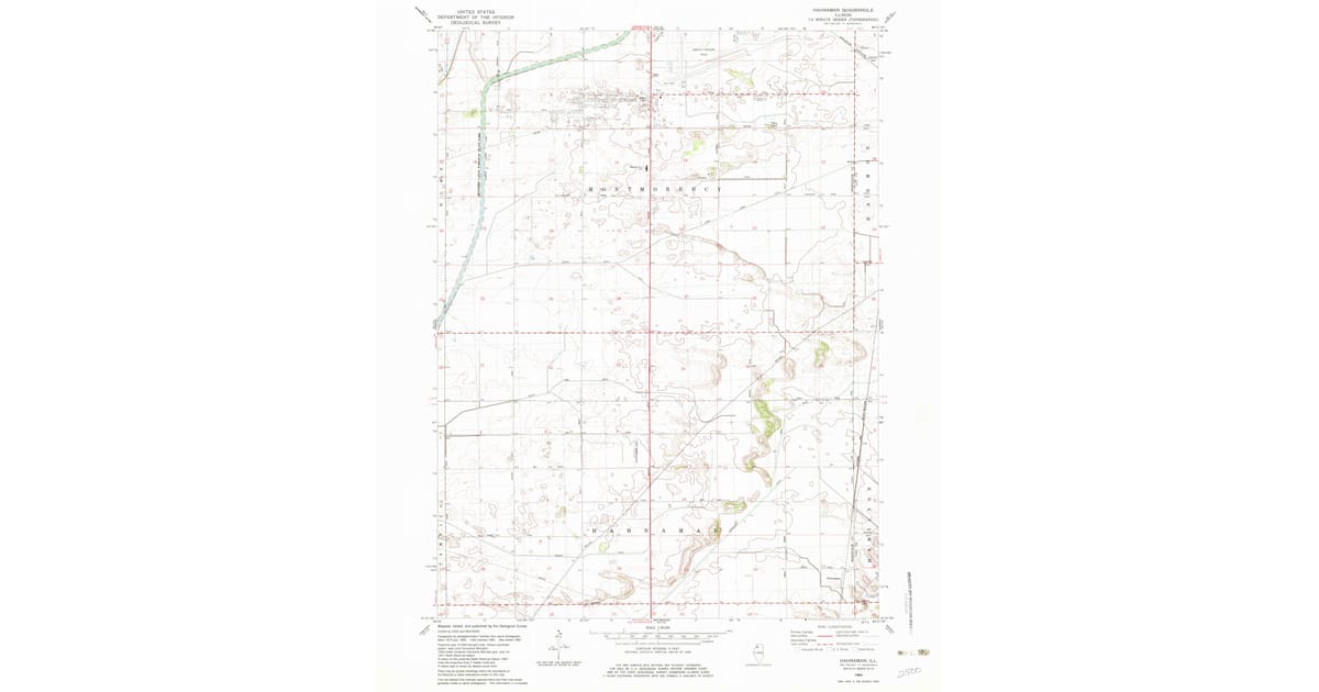 1982 Map of Hahnaman, Whiteside County, IL — High-Res | Pastmaps