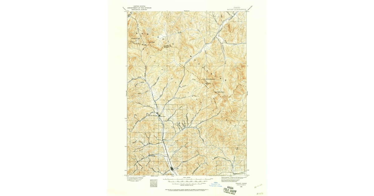 1895 Map of Hailey, ID — High-Res, 1960 Print | Pastmaps