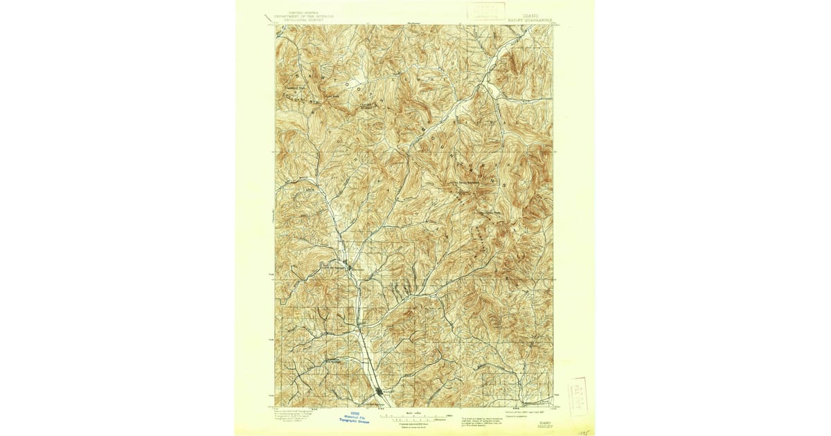 1897 Map of Hailey, ID — High-Res, 1937 Print | Pastmaps