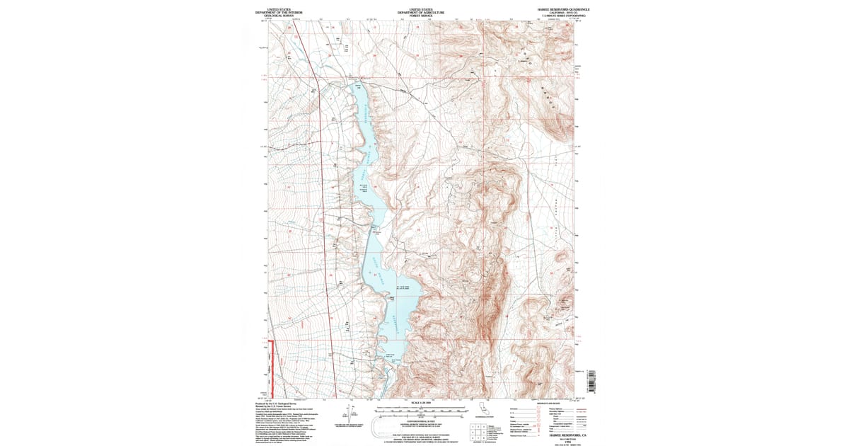 1994 Map of Haiwee Reservoirs, Inyo County, CA — High-Res | Pastmaps