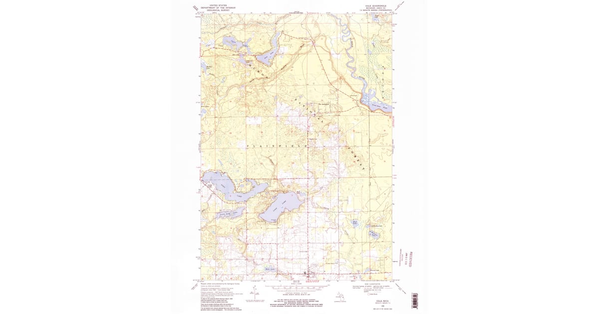 1968 Map of Hale, Iosco County, MI — High-Res, 1984 Print | Pastmaps