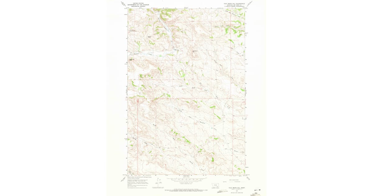 1967 Map of Half Moon Hill, Big Horn County, MT — High-Res | Pastmaps