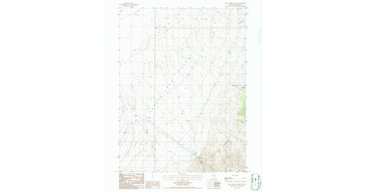 1986 Map of Hall Creek North, Lander County, NV — High-Res | Pastmaps