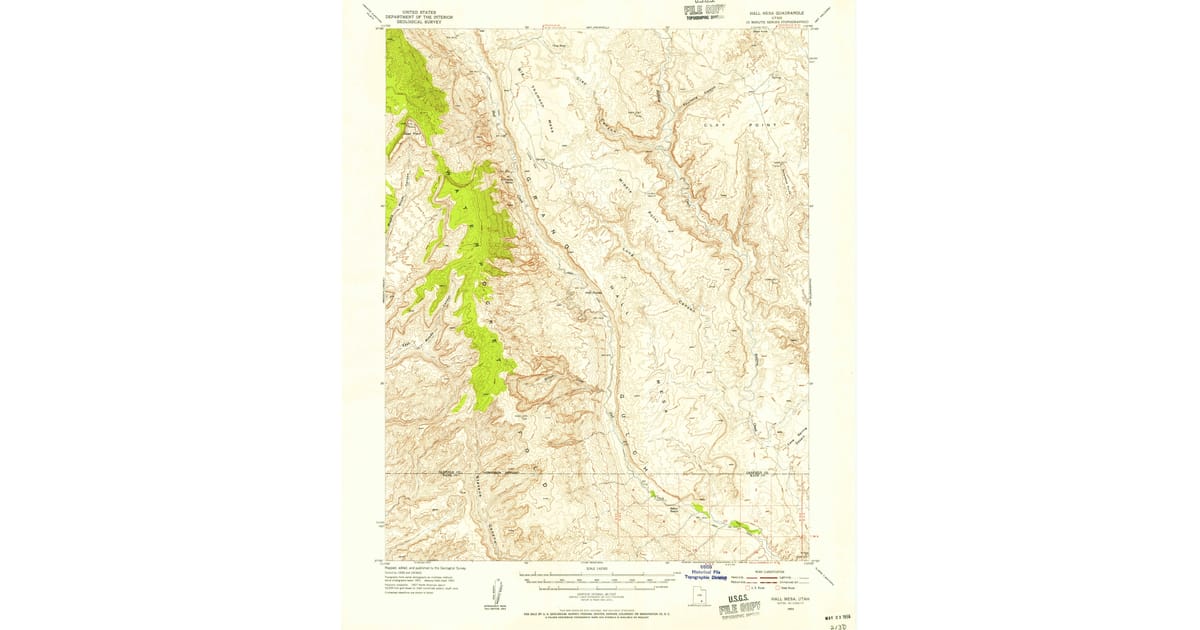 1953 Map of Hall Mesa, Garfield County, UT — High-Res | Pastmaps