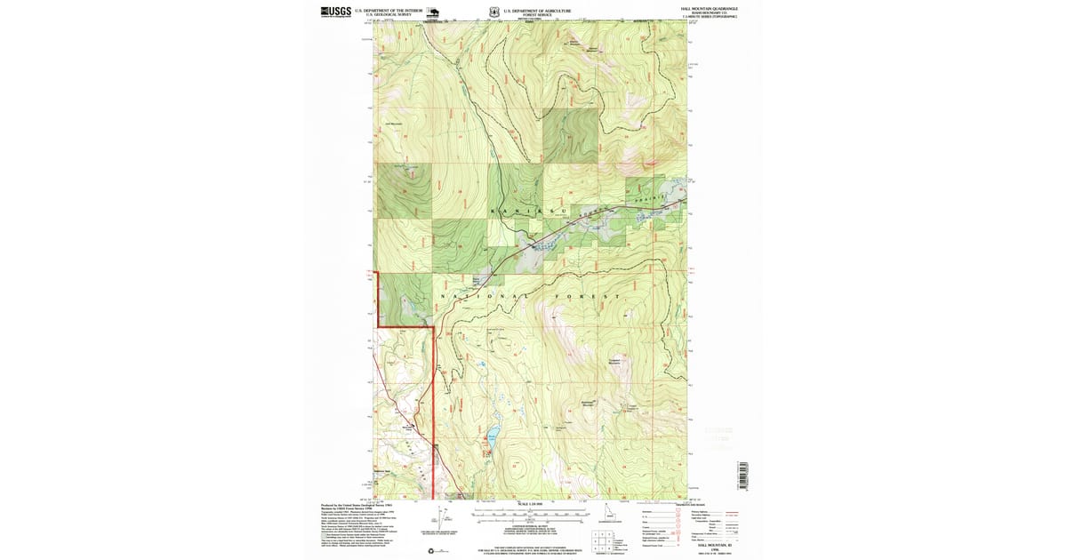 1996 Map of Hall Mountain, Boundary County, ID — High-Res | Pastmaps