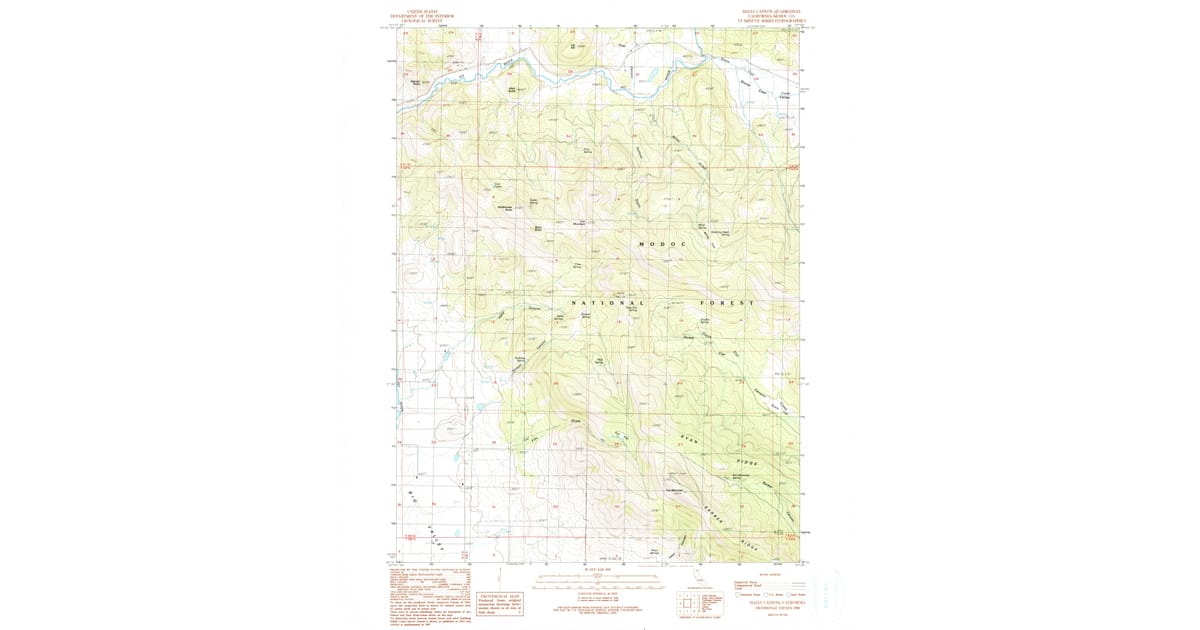 1990 Map of Halls Canyon, Modoc County, CA — High-Res | Pastmaps