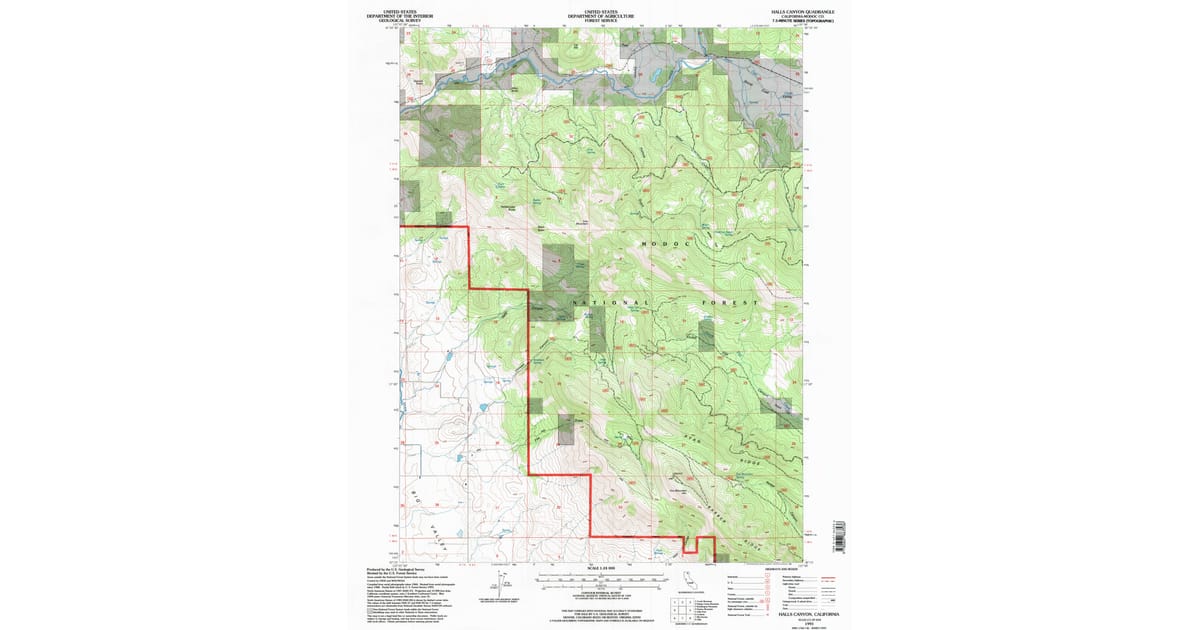 1993 Map of Halls Canyon, Modoc County, CA — High-Res | Pastmaps
