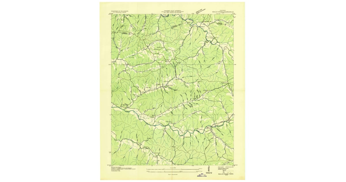 1936 Map of Halls Creek, Humphreys County, TN — High-Res | Pastmaps