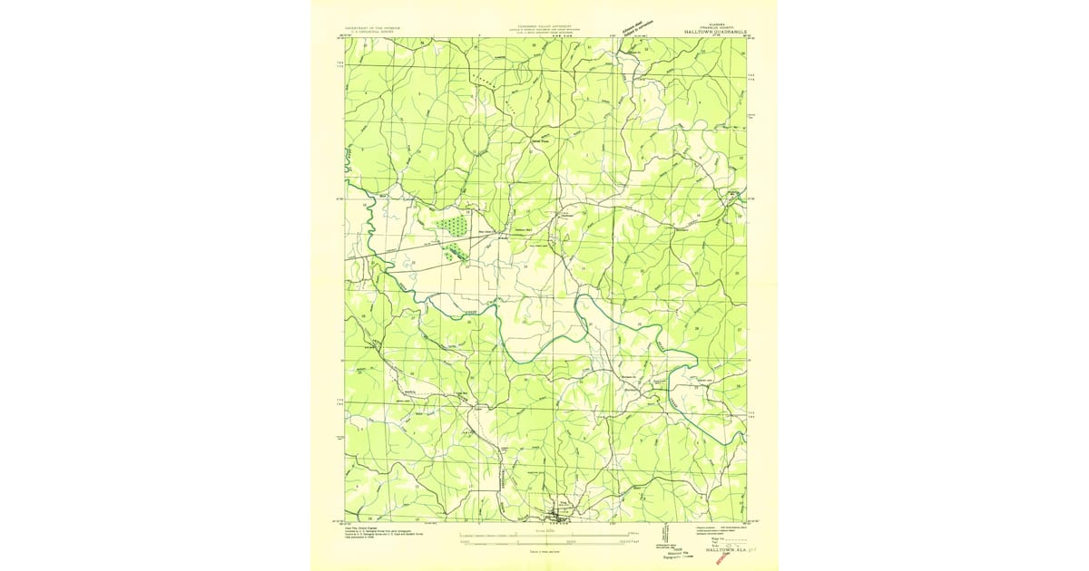 1936 Map of Halltown, Franklin County, AL — High-Res | Pastmaps