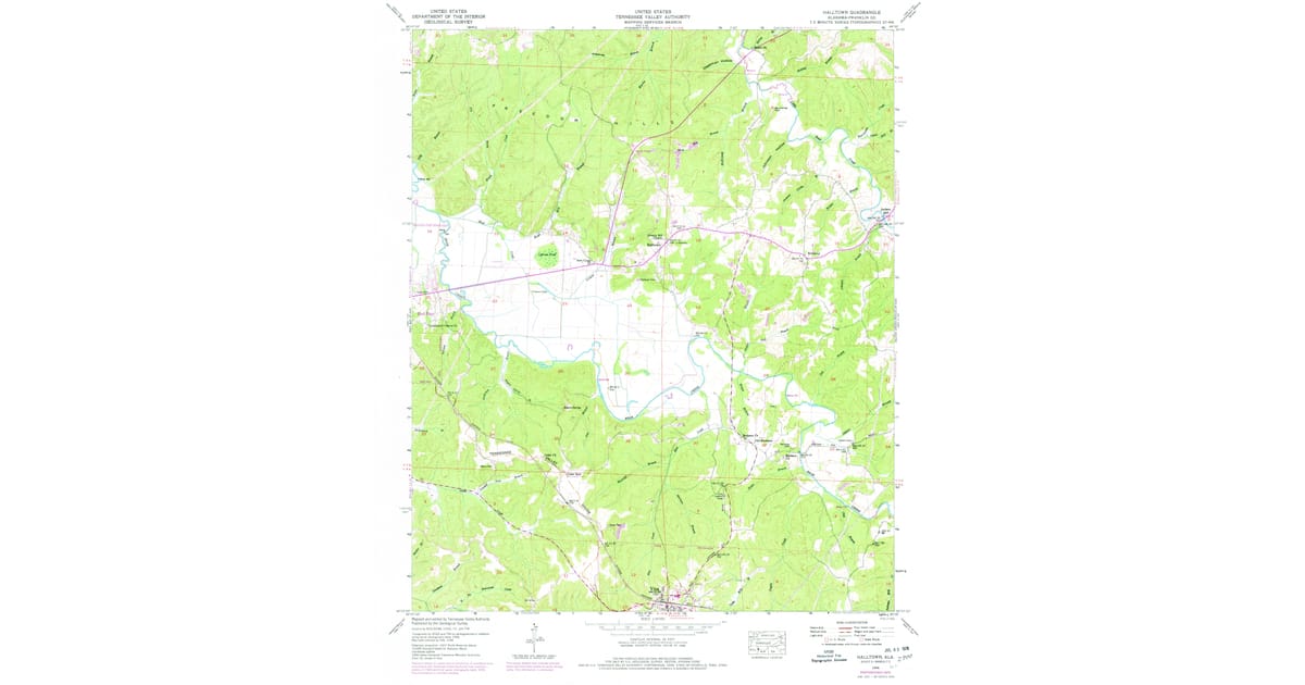 1950 Map of Halltown, Franklin County, AL — High-Res | Pastmaps