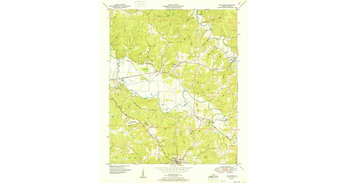 1951 Map of Halltown, Franklin County, AL — High-Res, 1951 Print #2 ...