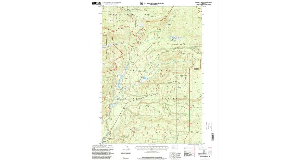 1997 Map of Hamaker Butte, Douglas County, OR — High-Res | Pastmaps